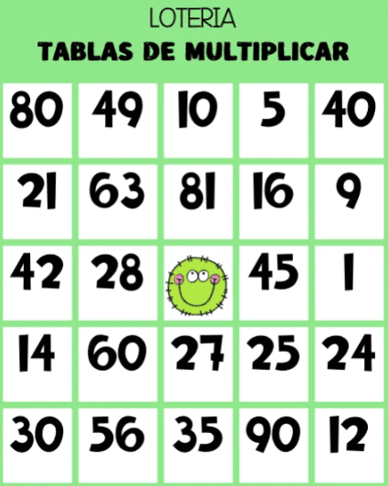 Loteria de las Tablas de Multiplicar para Imprimir 】