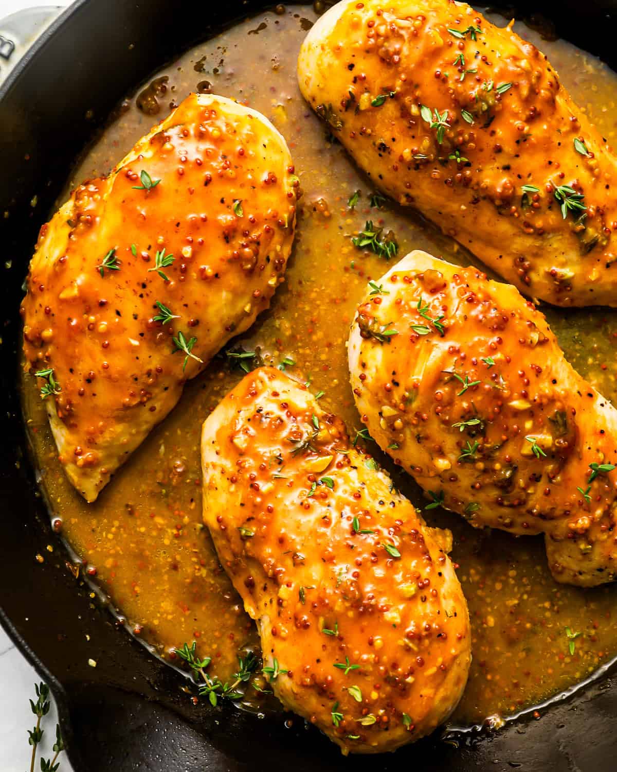 Receta de pollo a la sartén con miel y mostaza 】